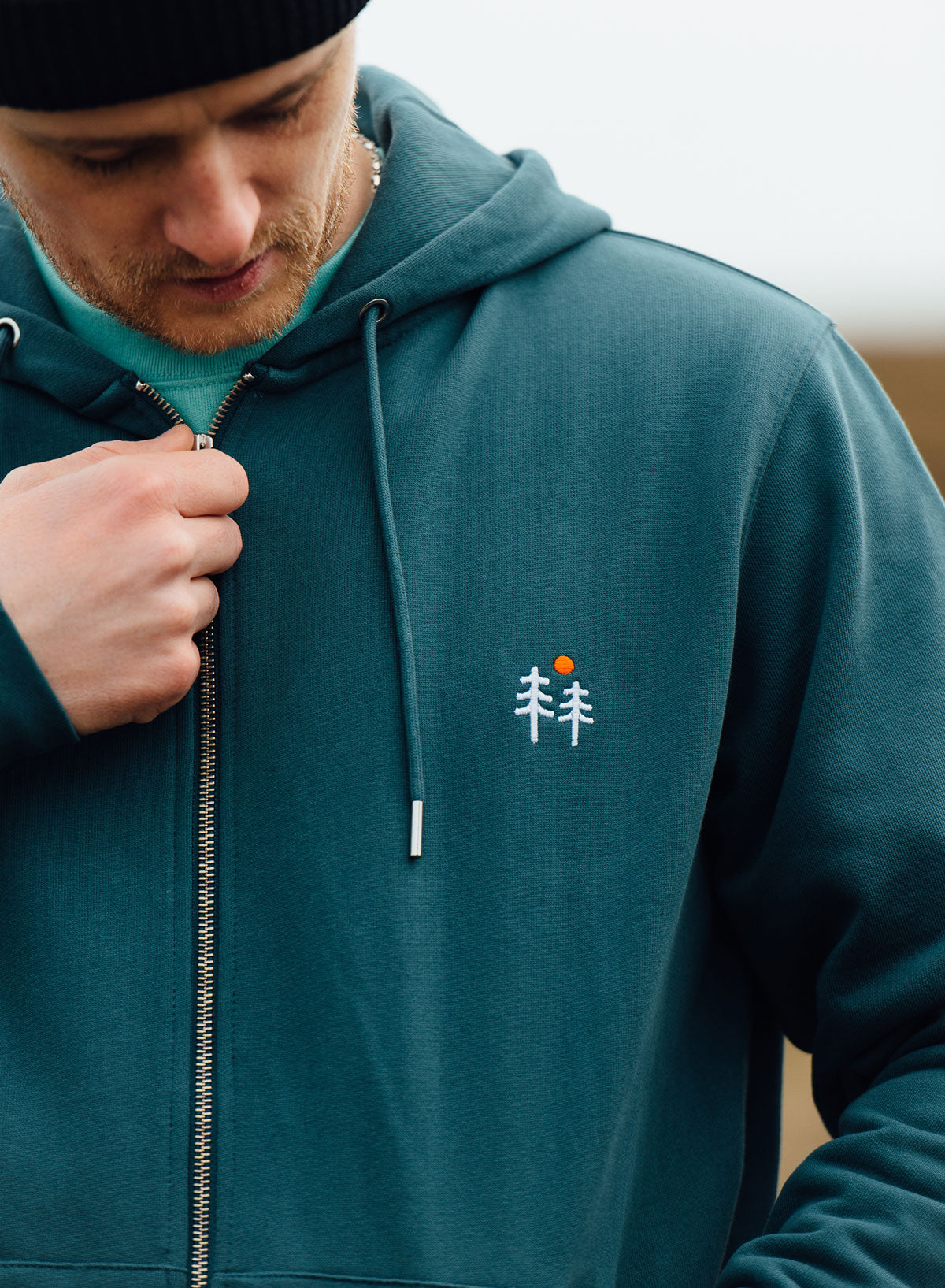 Two Trees EMB Zip Hoodie · Organic Embroidery Collection | Sutsu